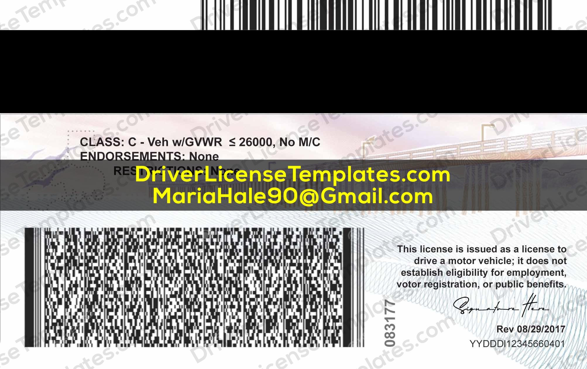 California Drivers License Template PSD 2026