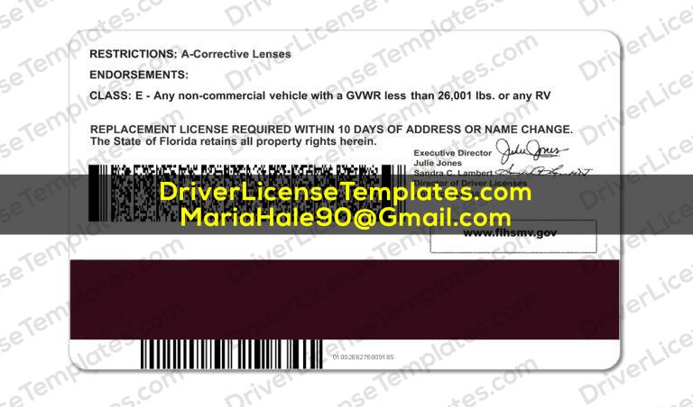Florida Drivers License Template PSD 2026