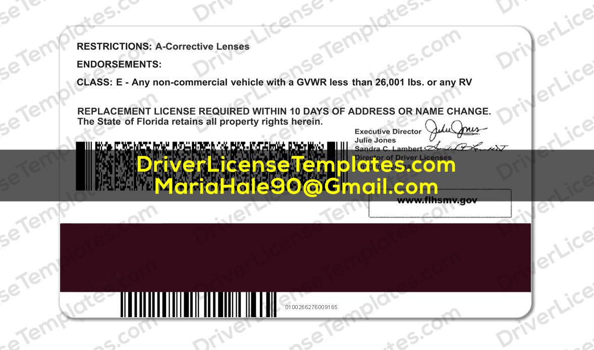 Florida Drivers License Template PSD 2025