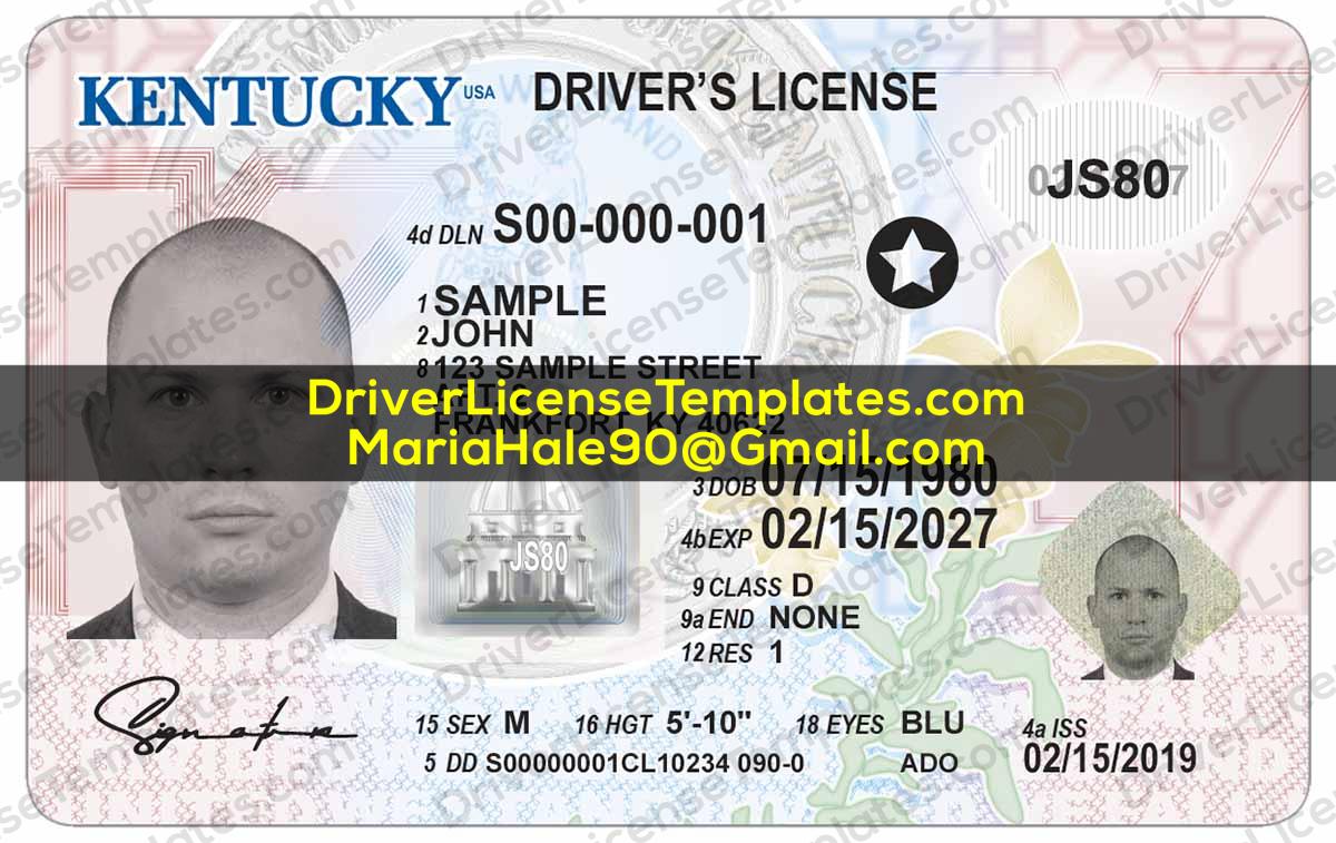 Kentucky Drivers License Template PSD 2025