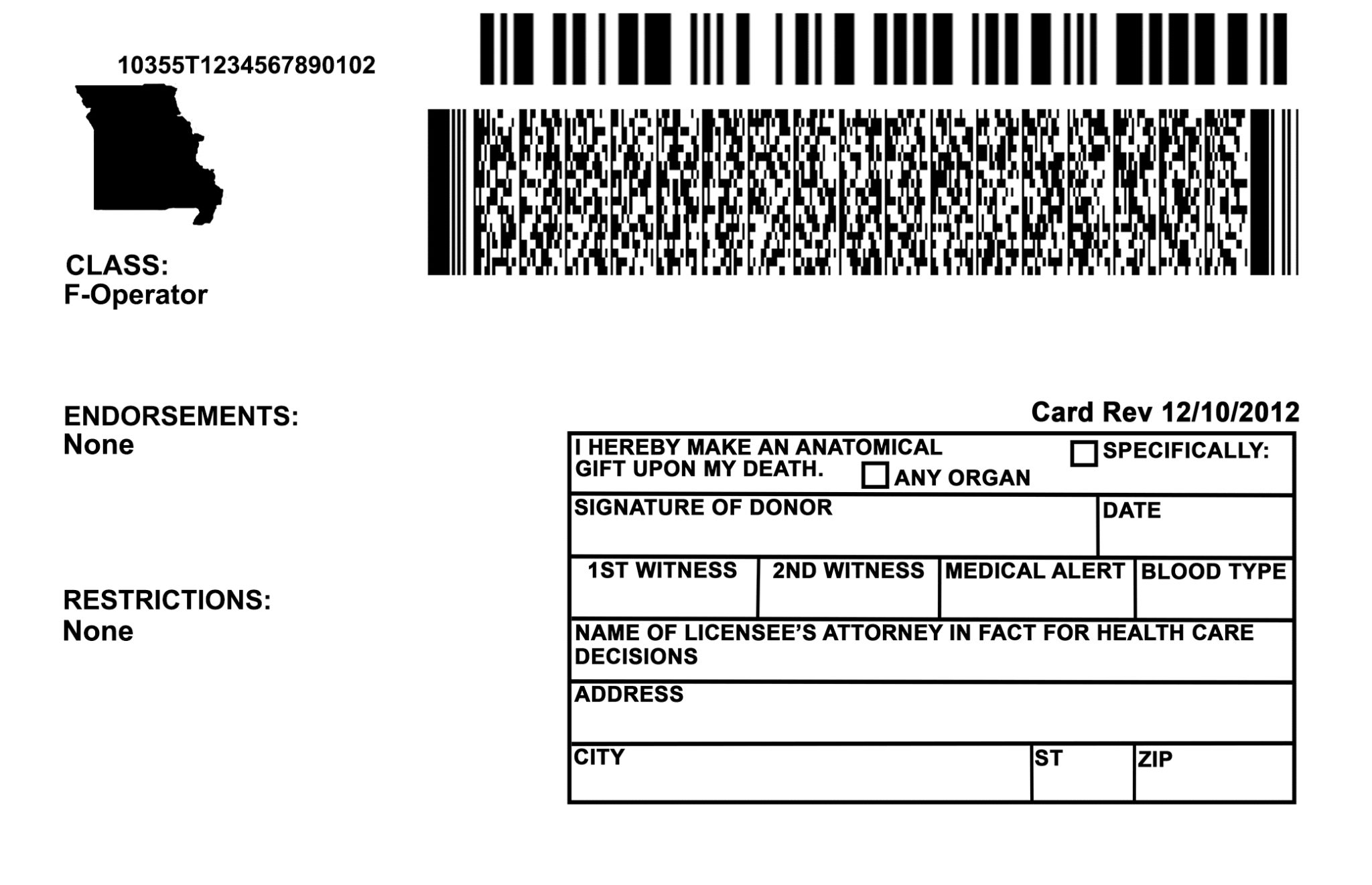 Missouri Drivers License Template PSD 2026