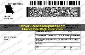 Missouri Drivers License Template PSD 2025