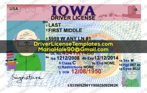 Iowa Drivers License Template PSD 2026