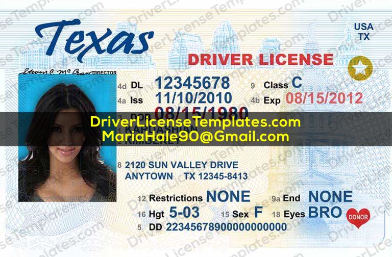 Texas Drivers License Template PSD 2025